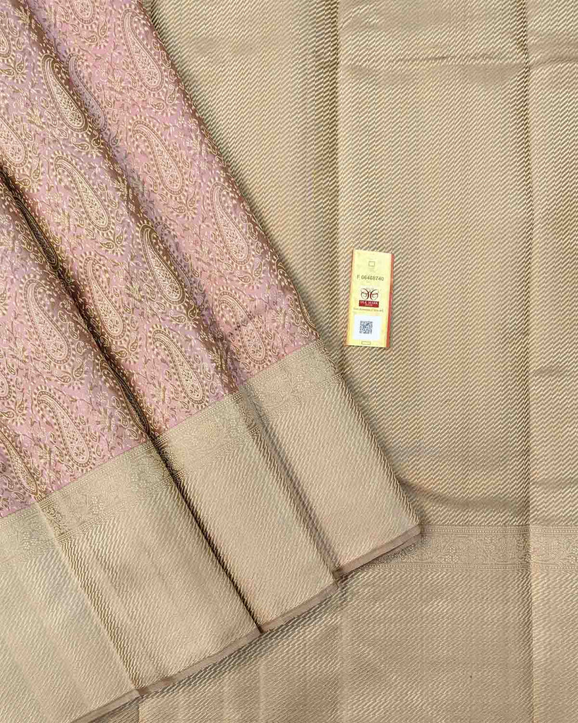 Sensuous Self-Border Pure Silk Kanchipuram Saree With Paisley Floral – BM Silks
