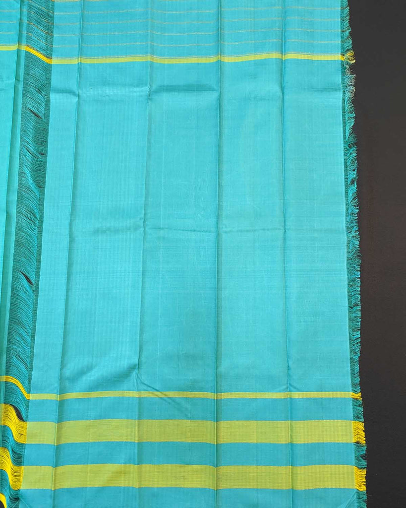 Checked Ethnic Saree with Vivid Yellow and Blue Checked Border – BM Silks